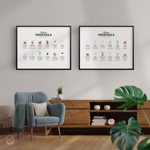 Classic Cocktails Recipe Print Set, Cocktail Print, Cocktail Art, Bar Poster, Cocktail Gift ...