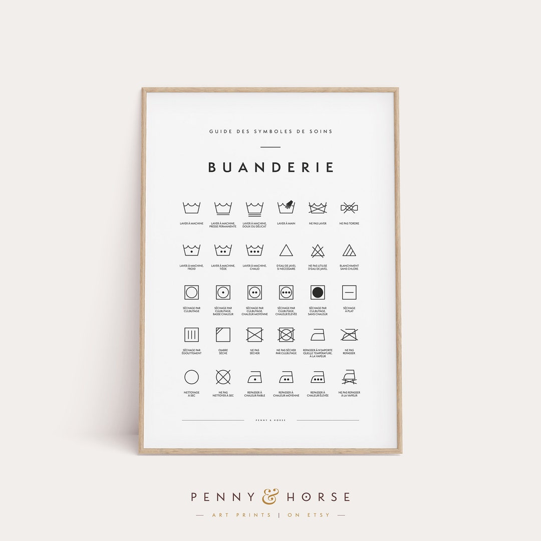 French Laundry Room Symbols Print, Symboles Du Linge, Buanderie ...
