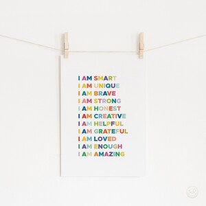 Affirmations for Kids Print, Positive Wall Art, Inspiring Wall Decor ...