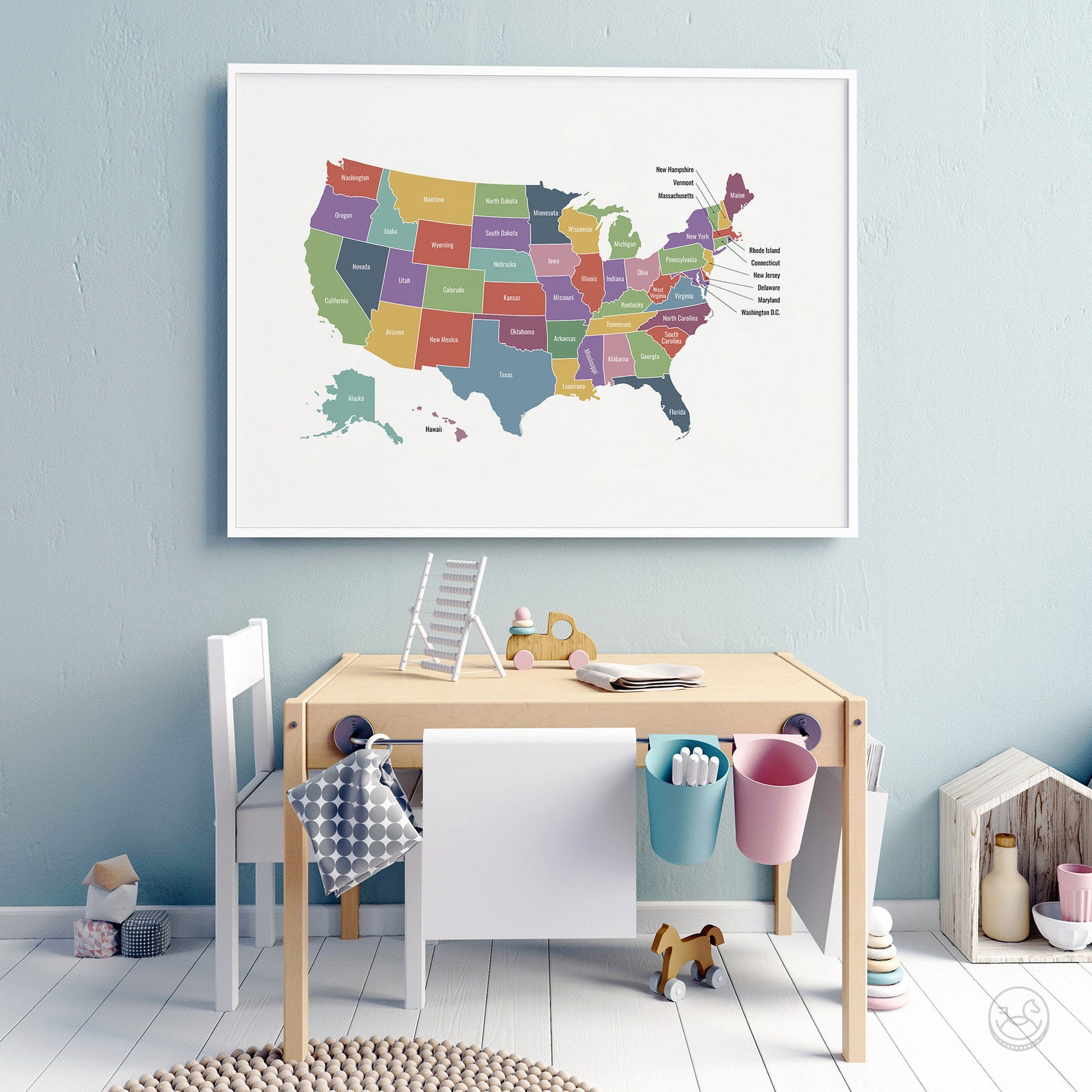 USA States Map Poster Classroom United States America Wall | Etsy