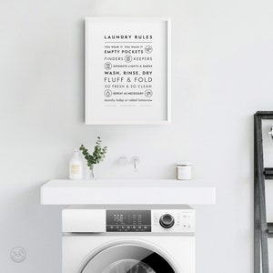 Laundry Rules Printable Art Digital Download Laundry Wall - Etsy