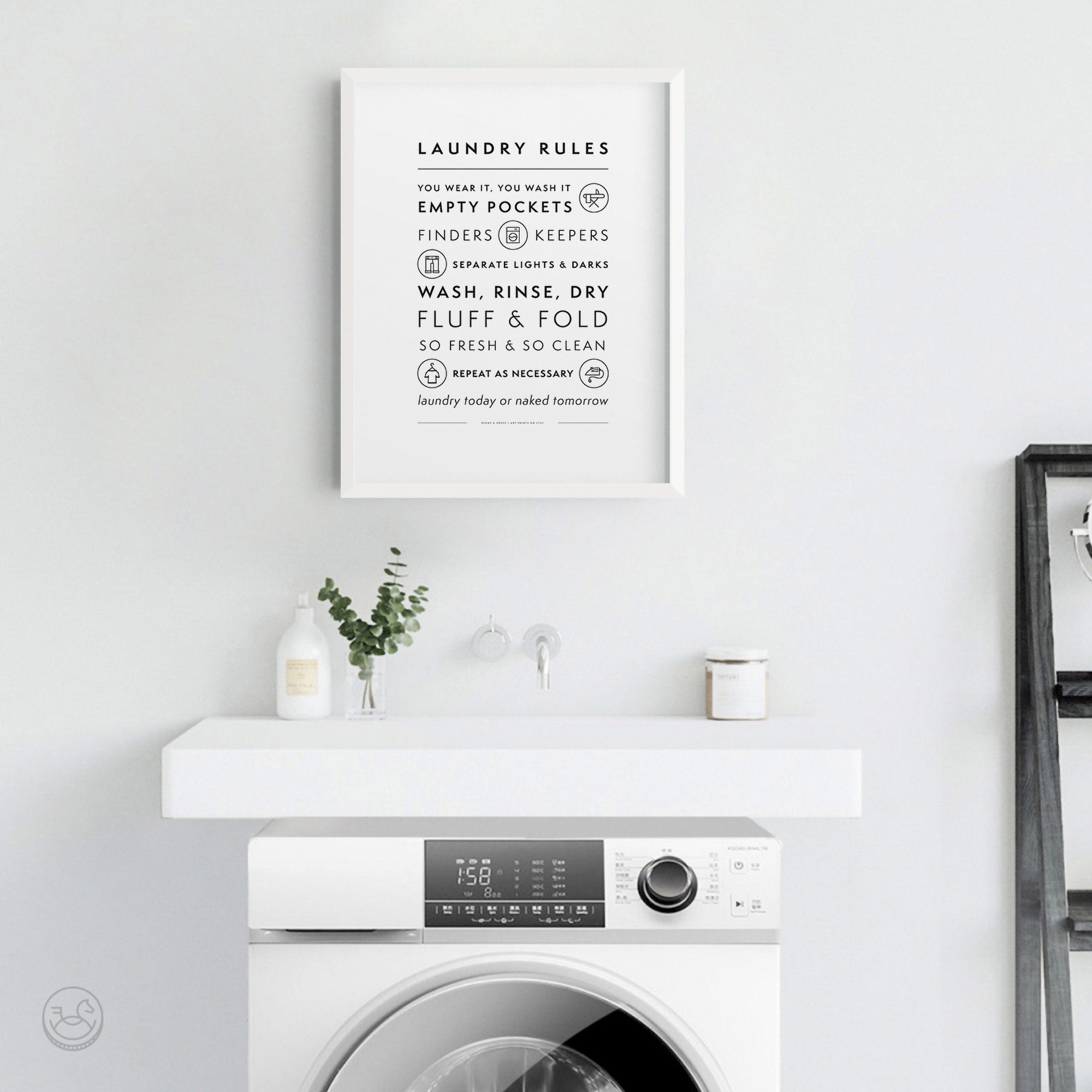 Laundry Rules Printable Art Digital Download Laundry Wall - Etsy