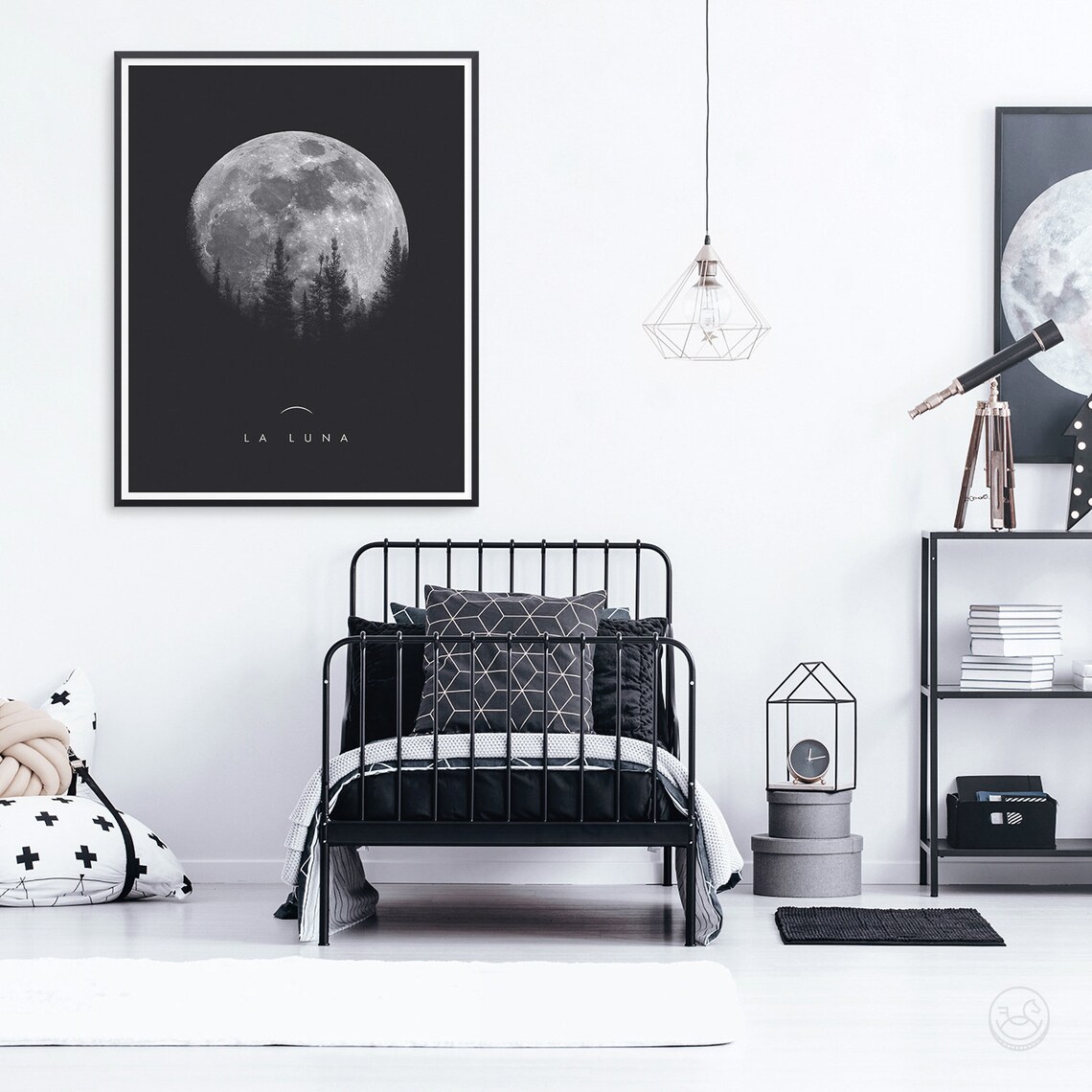 Moon Lunar Print Moon Poster Art Digital Download La Luna - Etsy