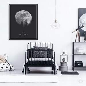 Moon Lunar Print, Moon Poster Art, Digital Download, La Luna Poster ...