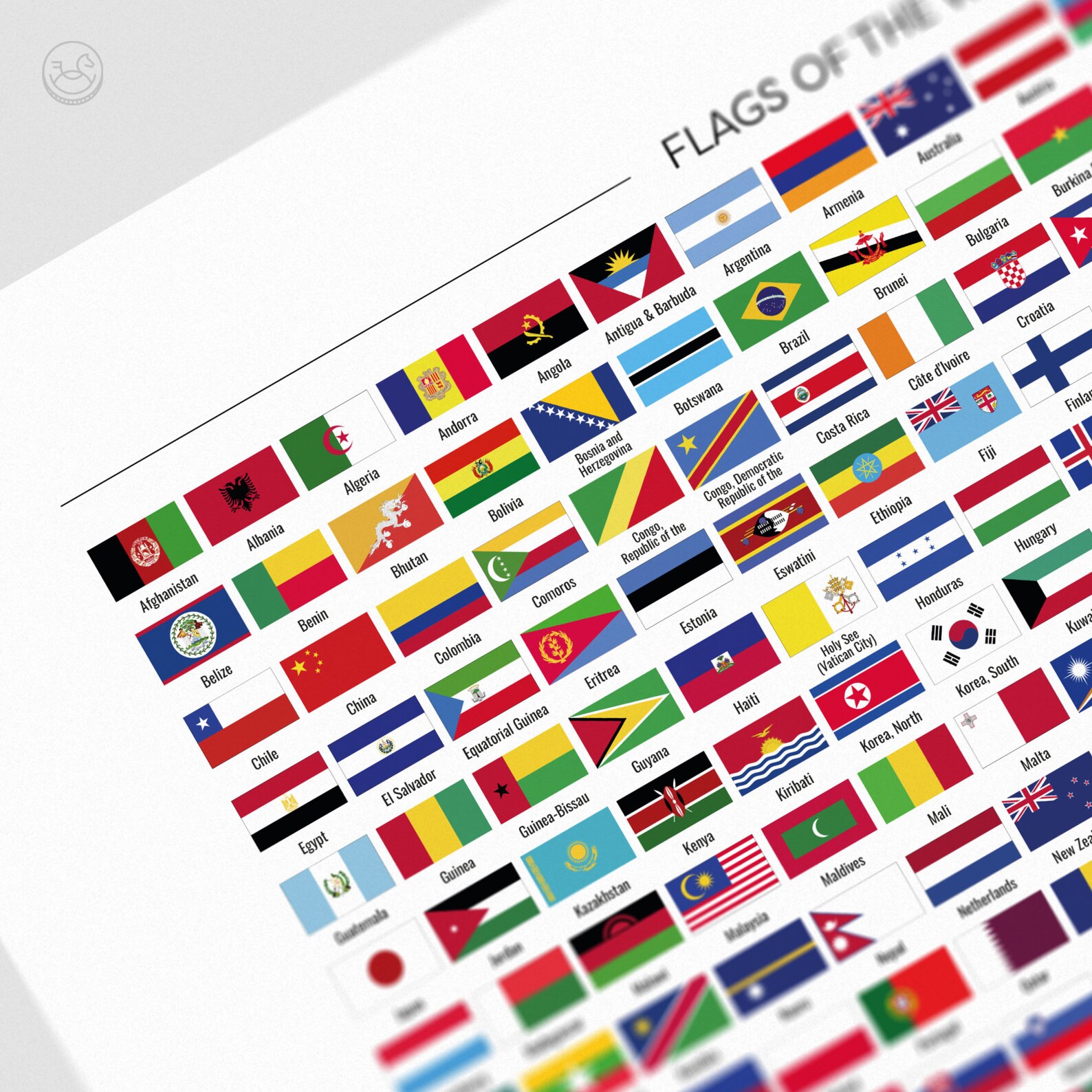 Flags of the World Poster Educational Wall Art Countries - Etsy UK
