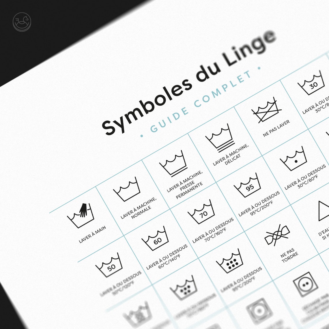 French Laundry Room Complete Symbols Guide Symboles du Linge | Etsy