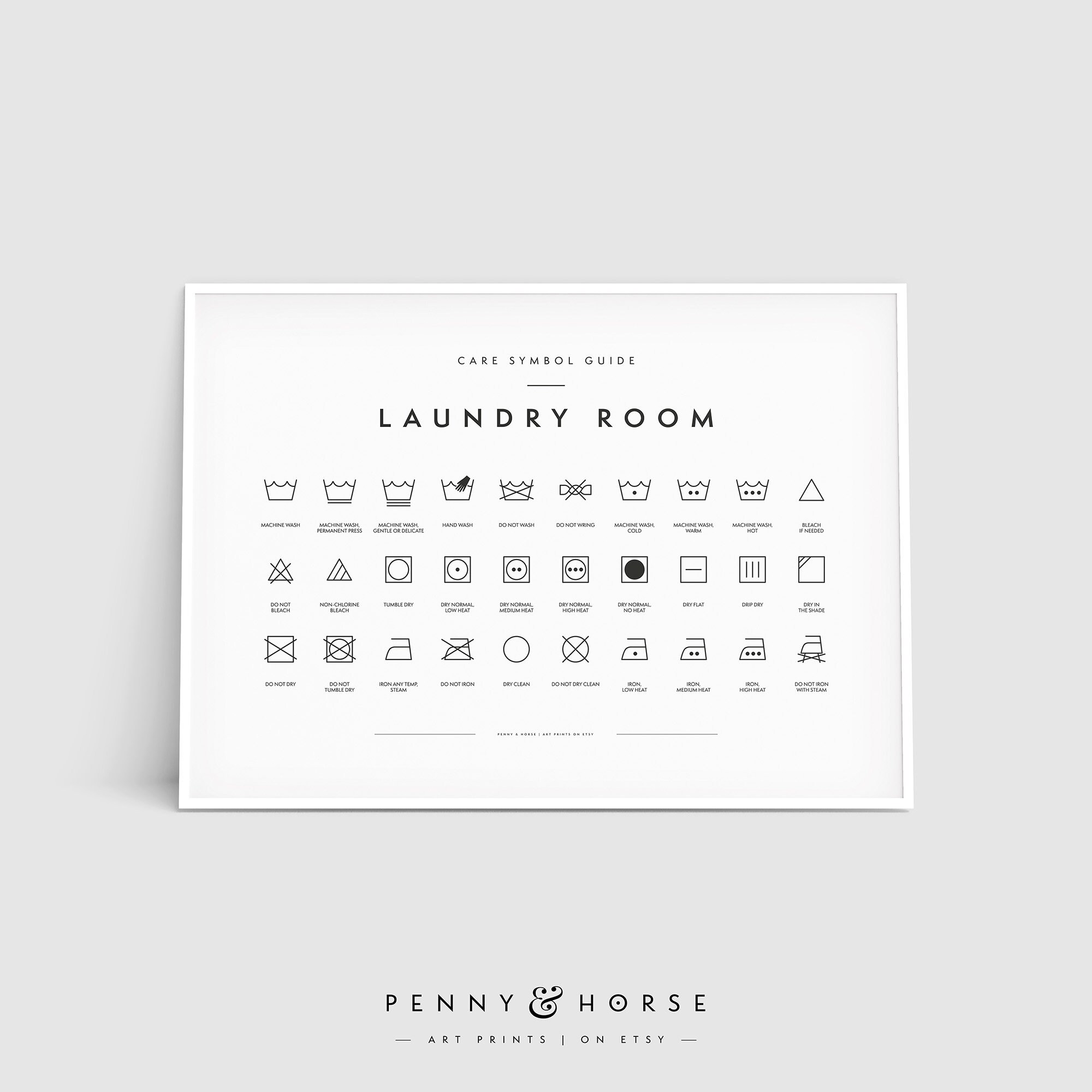 Laundry Room Symbols Print Printable Art Laundry Wall Decor | Etsy