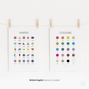 Shapes & Colors Posters, Educational Wall Art Set, Colorful Nursery ...