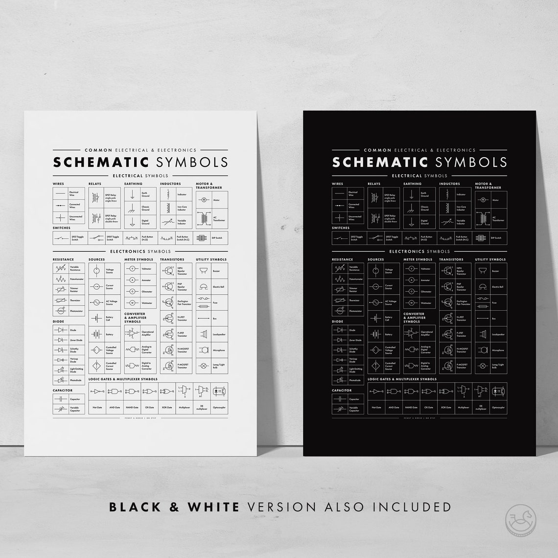 Common Schematic Symbols Print Electrical Electronics Poster - Etsy