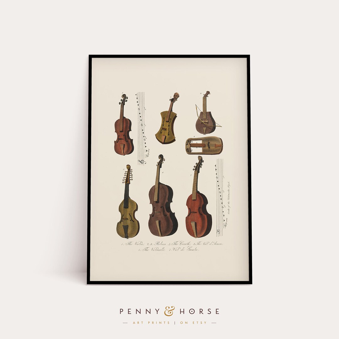Vintage Stringed Instrument Print, Music Wall Art, Vintage Style ...