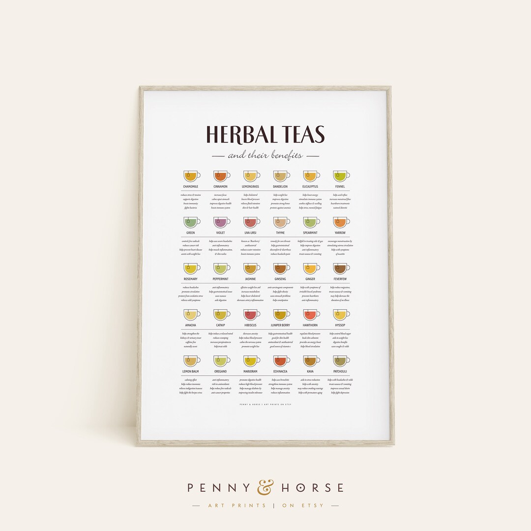 Herbal Tea Guide Poster Printable Wall Art Tea Types Herbal - Etsy