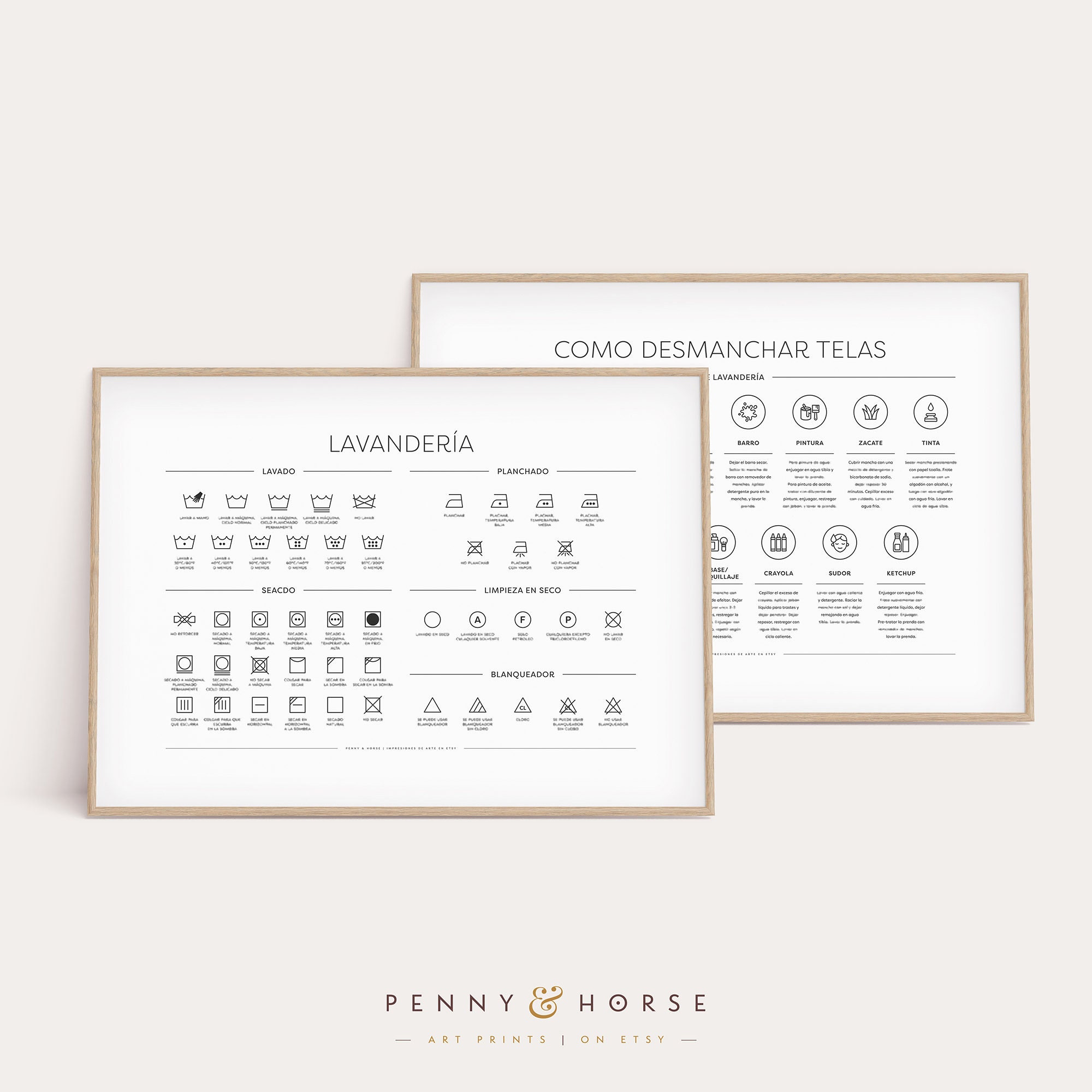 Spanish Laundry Room 2 Print Set Symbols/Stains Guide | Etsy