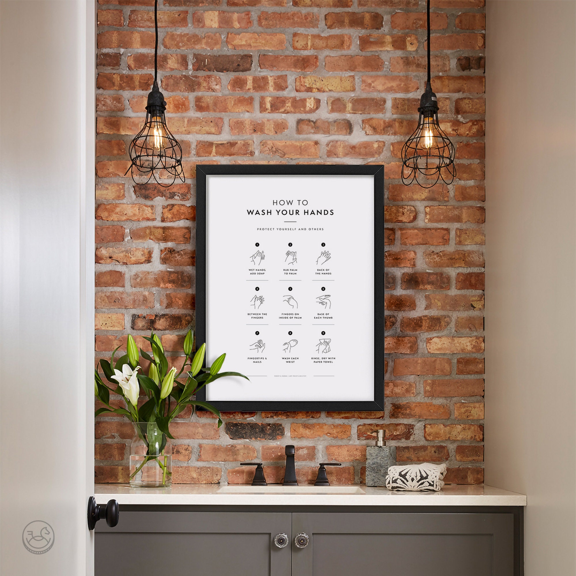 Wash Your Hands Printable Sign Minimal Bathroom Sign - Etsy