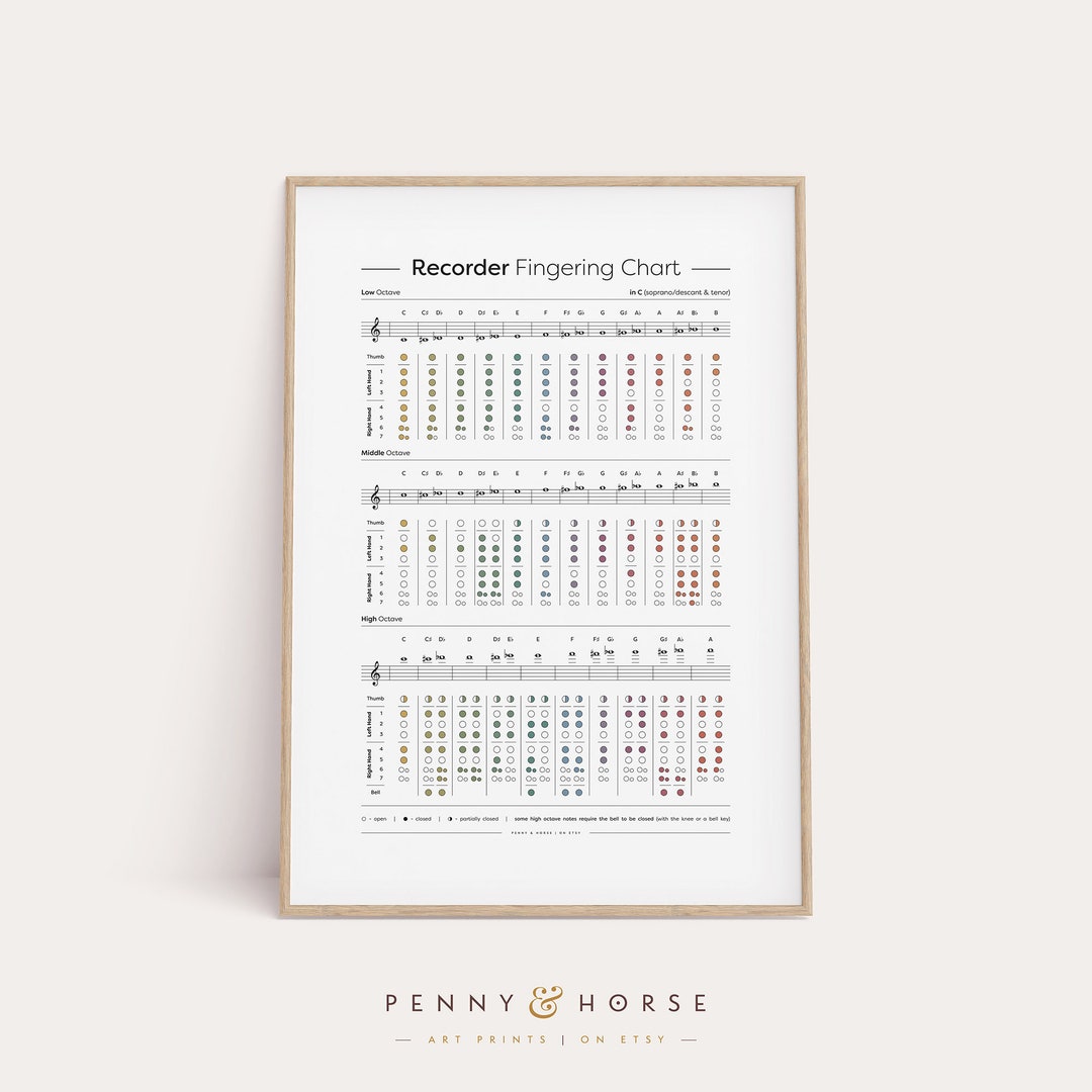 Recorder Fingering Chart Soprano Notes Diagram Fingering - Etsy UK