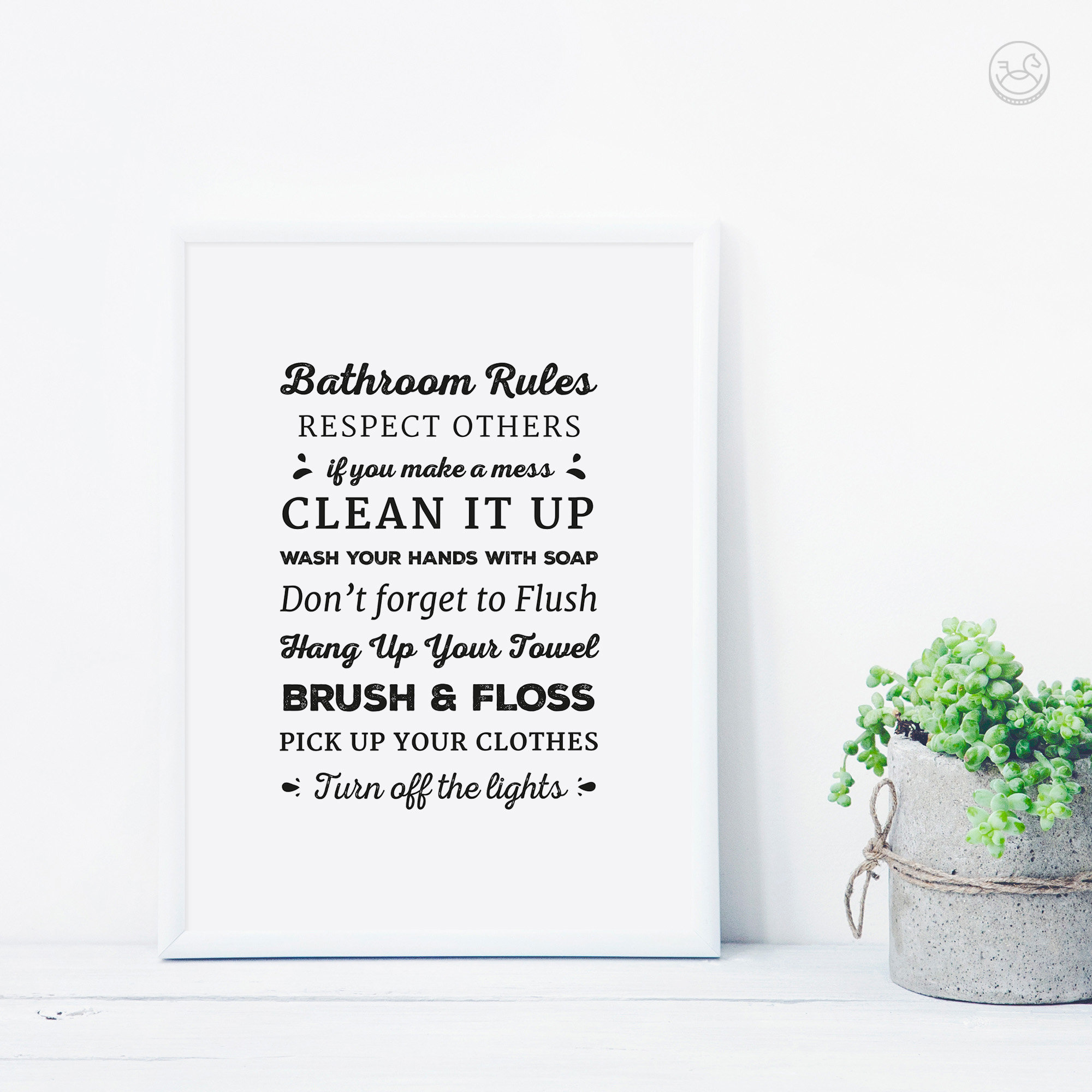 Bathroom Rules Print, Digital Printable Download, Bathroom Wall Decor ...
