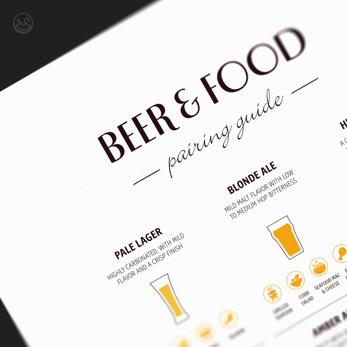 Beer Food Pairing Poster Types of Beer Print Man Cave Art | Etsy