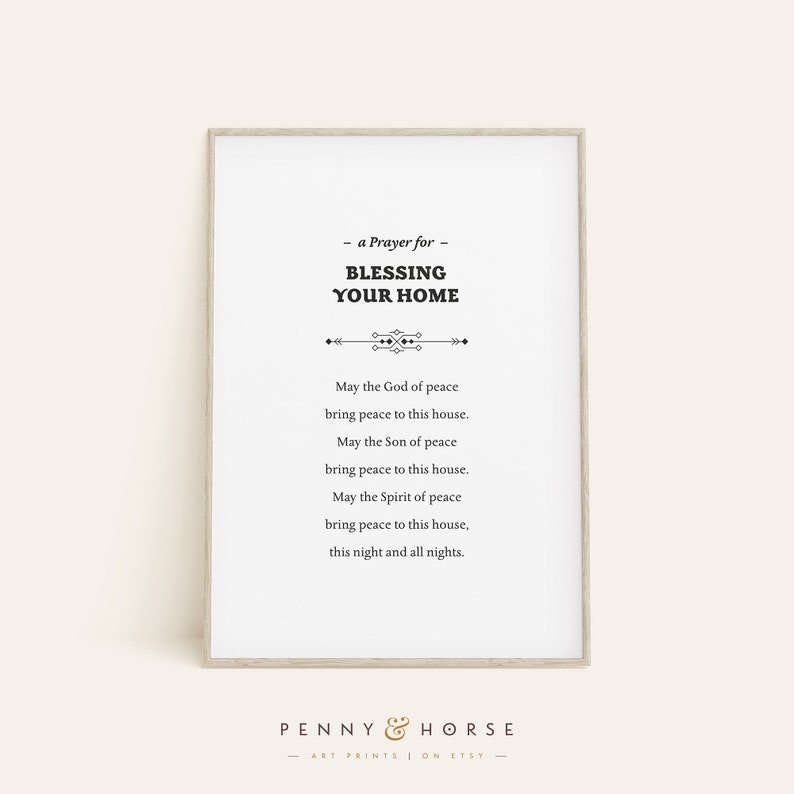 Home Blessing Prayer Print Blessing Your Home Prayer Peace | Etsy