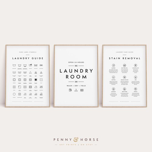 Laundry Room Symbols Guide Printable Minimal Wall Art - Etsy