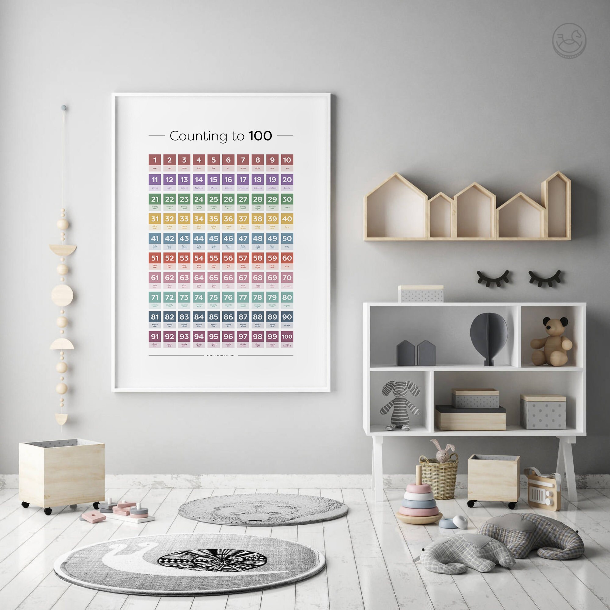 Count to 100 Kids Educational Art Learn to Count Numbers - Etsy