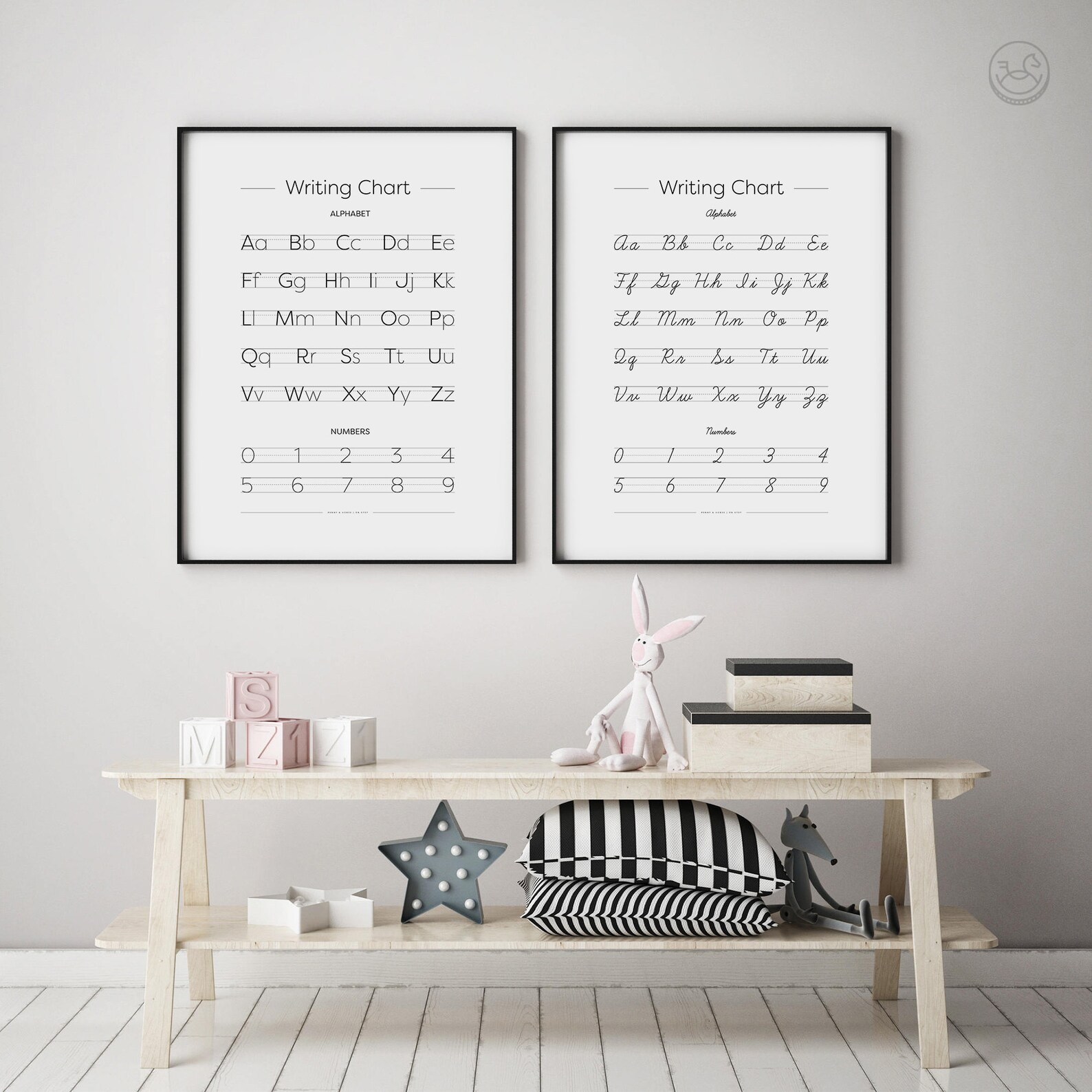 Writing Chart Posters Alphabet Numbers Chart Print Kids - Etsy