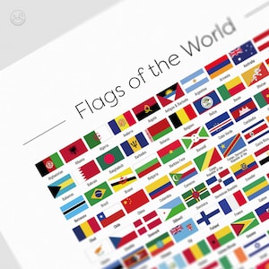 Flags of the World Art Print, Educational Wall Art, Classroom World ...