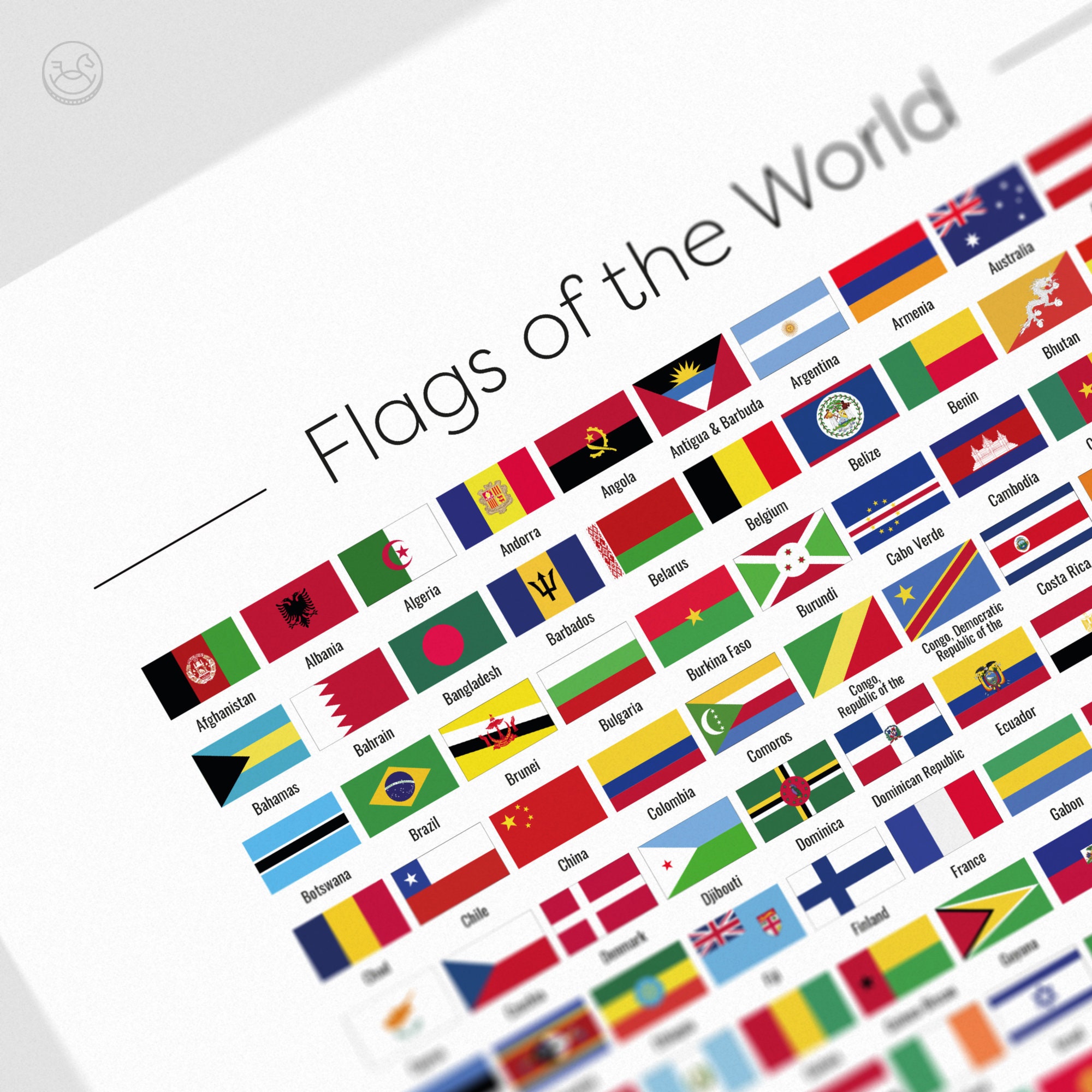 Flags of the World Art Print, Educational Wall Art, Classroom World ...