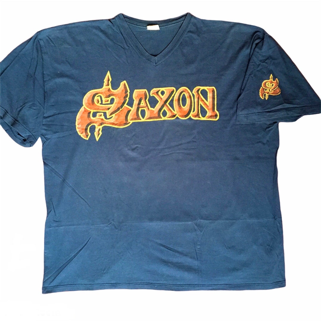 Vintage Saxon Shirt Blue V Collar 90s - Etsy