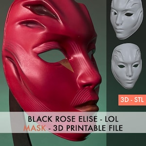 Elise Black Rose Mask STL File | League of Legends Inspired 3D Print ...
