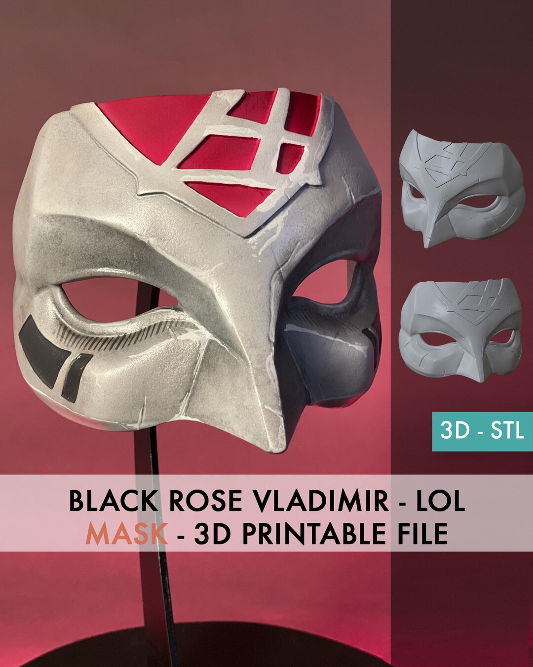 Vladimir Black Rose Mask STL File | League of Legends Inspired 3D Print ...