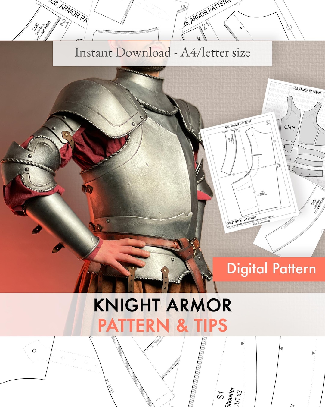 Knight Armor Pattern PDF – Medieval Armor for Cosplay, LARP ...