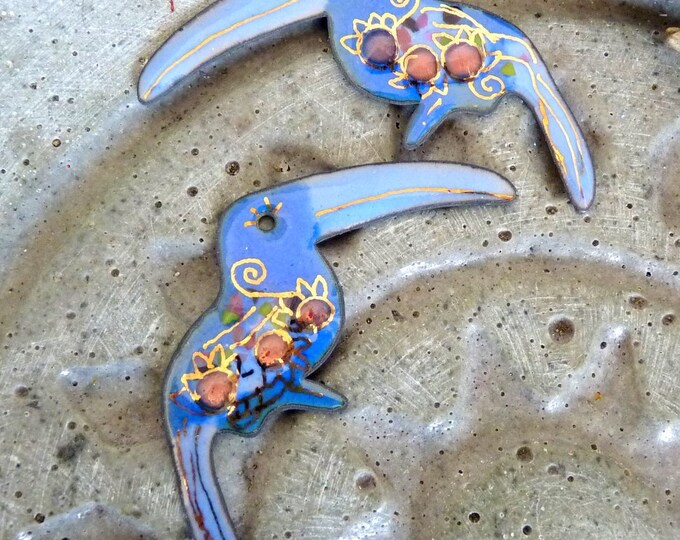 Toucan-charms Enameled on Copper -enameled Charms-copper-40mm-handmade ...
