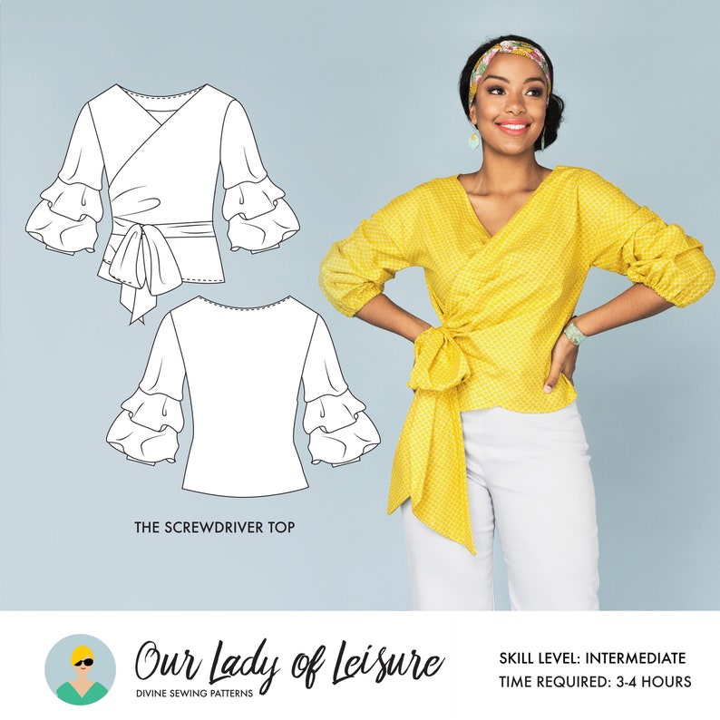 Wrap Shirt Beginner Sewing Pattern for Ruffle Sleeve Top / PDF - Etsy ...