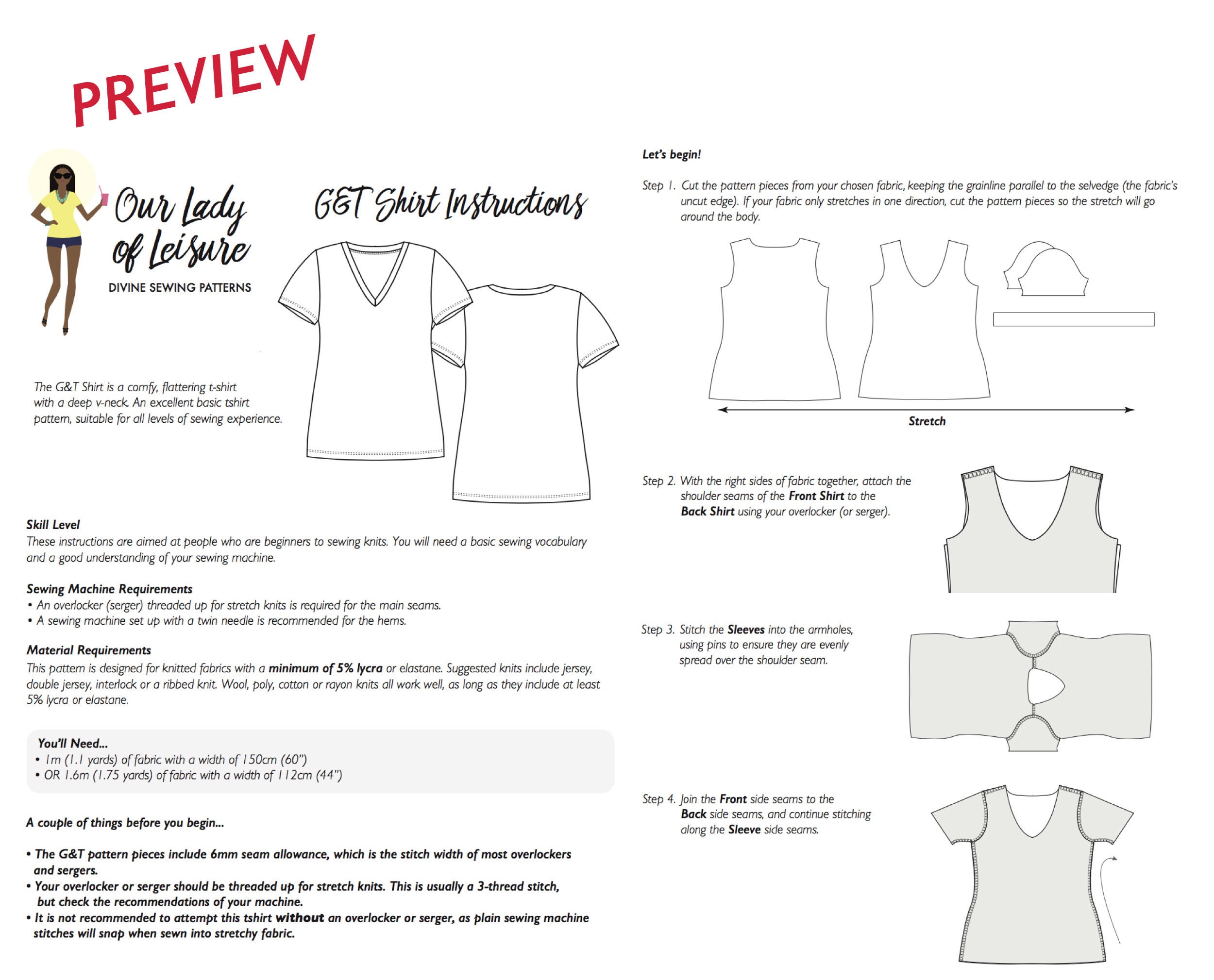 Knit Top Pattern for Deep V Top. Fitted Tshirt instant - Etsy