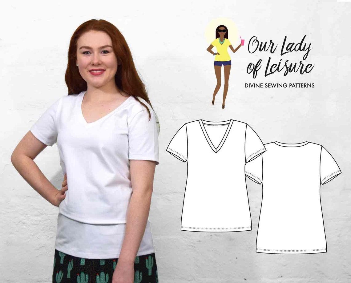 Knit Top Pattern for Deep V Top. Fitted Tshirt (instant Download). - Etsy