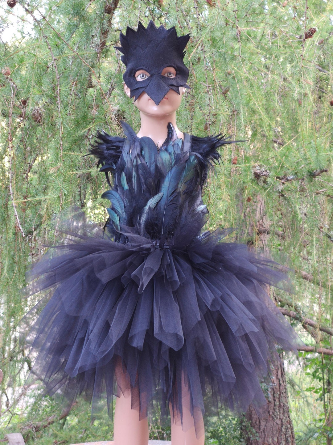 Crow Costume, Black Bird Tutu Dress, Crow Mask. Halloween Costume ...