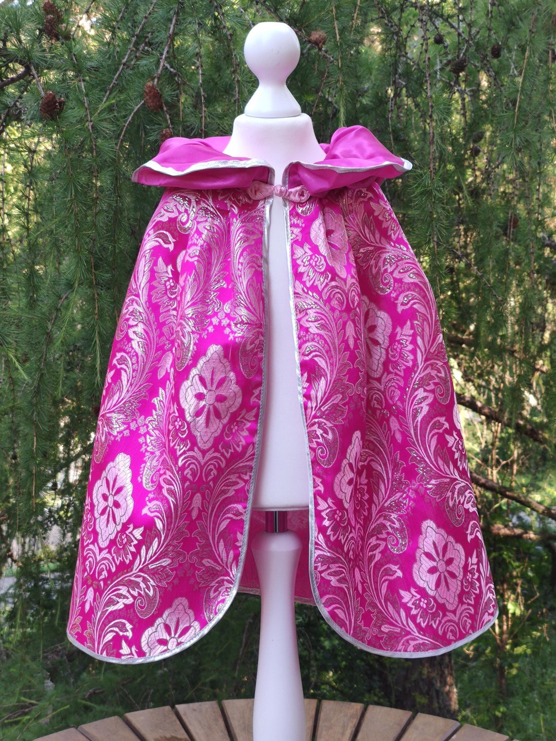 Children's Princess Cape in Pink and Silver Taffeta, Queen's Cape ...
