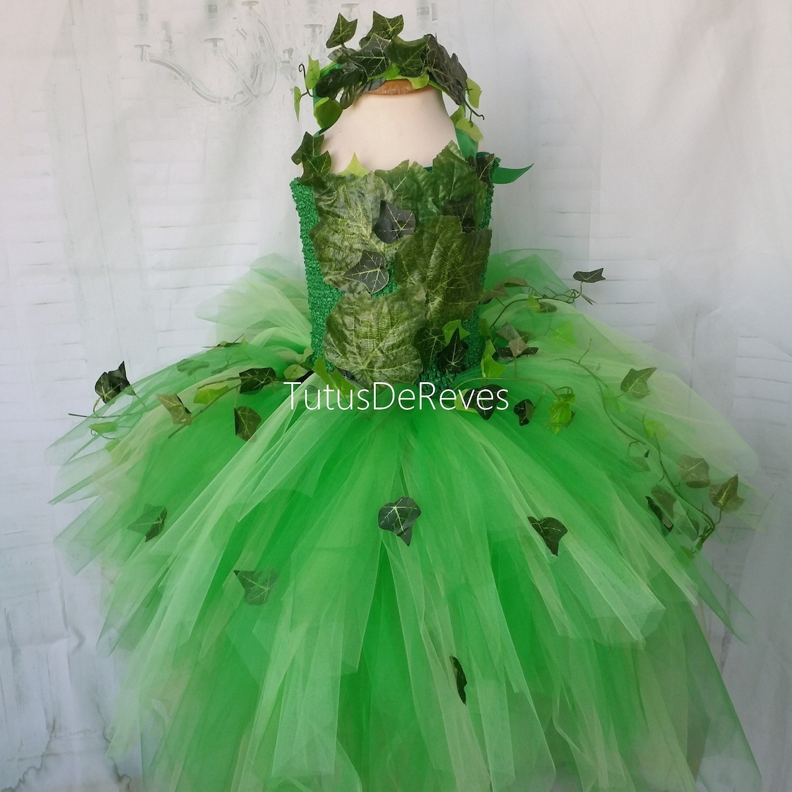 Green Fairy Tutu Dress, Forest Elf Costume With Ivy, Girl's Gift, Party ...