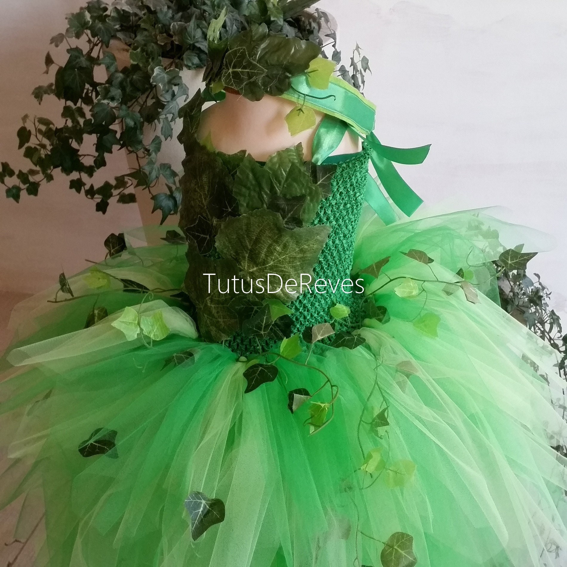 Green Fairy Tutu Dress, Forest Elf Costume With Ivy, Girl's Gift, Party ...