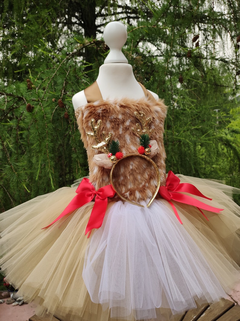 Children's Deer Costume, Reindeer Costume With Fur and Headband ...