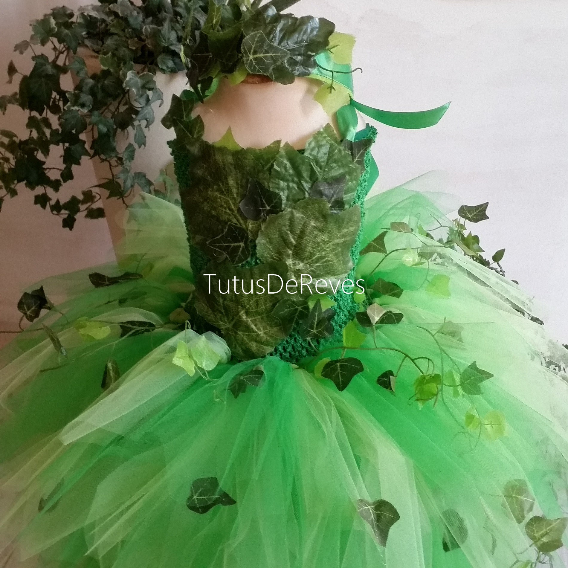 Green Fairy Tutu Dress, Forest Elf Costume With Ivy, Girl's Gift, Party ...