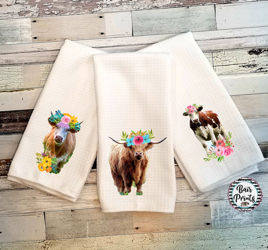 Cow Kitchen Towel. Towels With Cows, Housewarming Tea Towels, Country ...