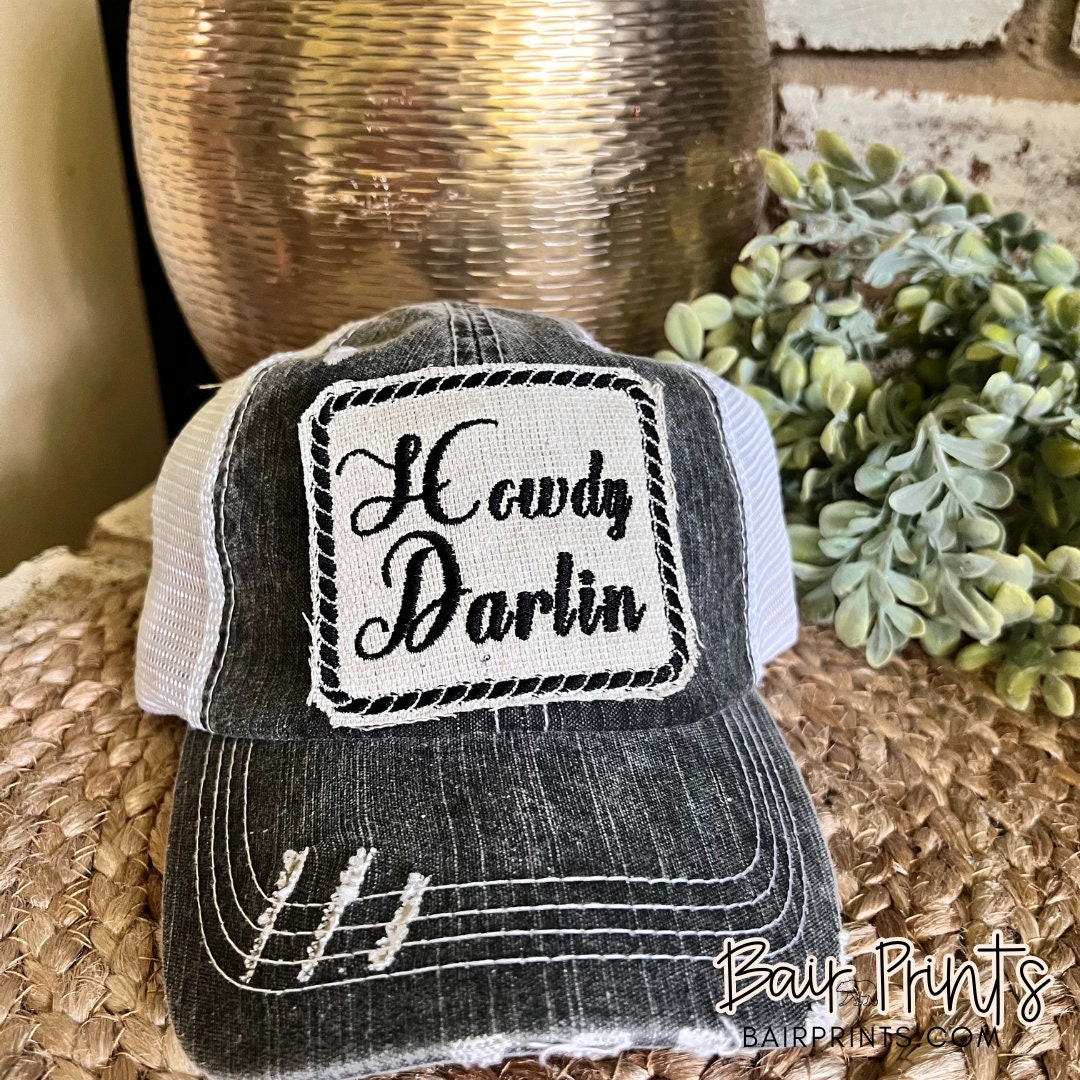 Howdy Darlin Trucker Hat. Cowboy Hat. Trendy Hat. Embroidered Howdy ...