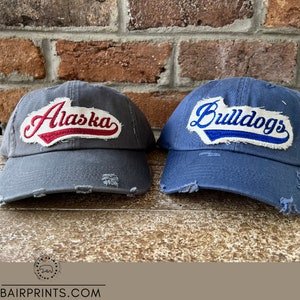 Team Spirit Distressed Hat. Embroidered Mascot Hat. School Spirit Hat ...