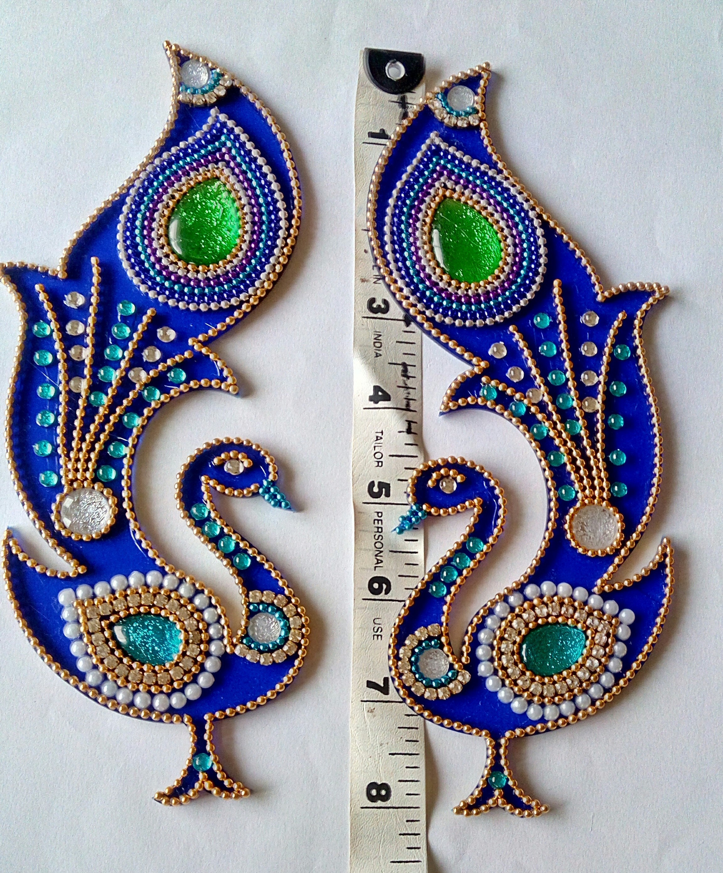 Beautiful Kundan Rangoli Floor Art BLUE Peacock Design Wedding Mandap ...
