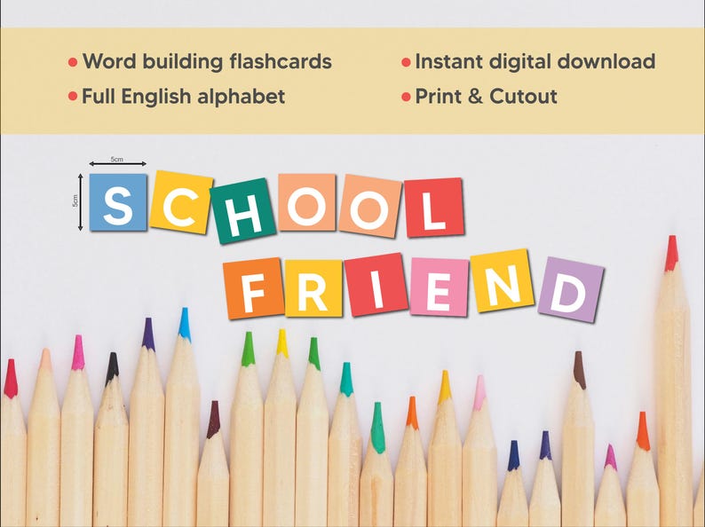 English Alphabet Letters Printable for Kids 5x5 Cm ABC Flashcards ...