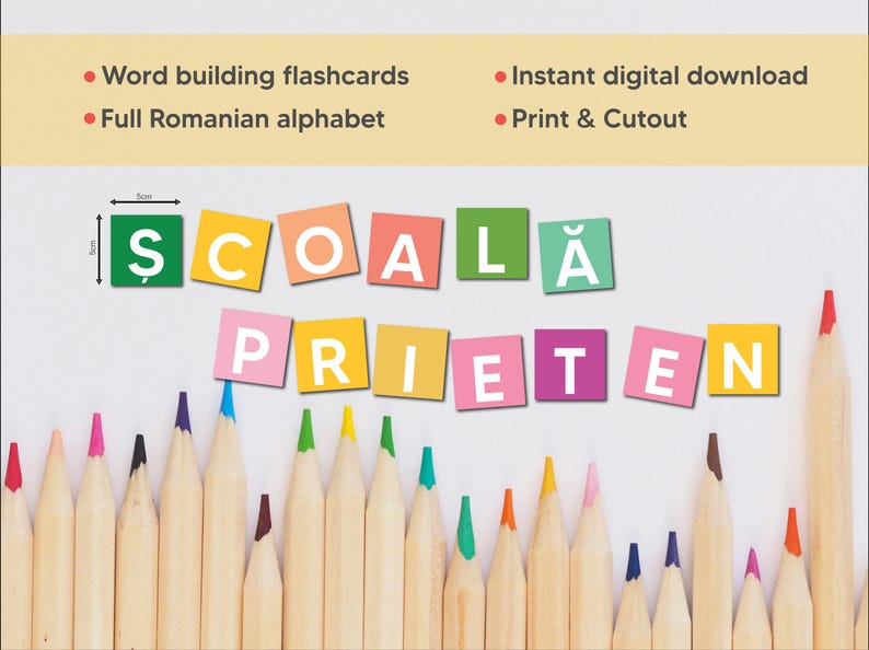 Romanian Alphabet Letters Printable for Kids ABC Flashcards Educational ...