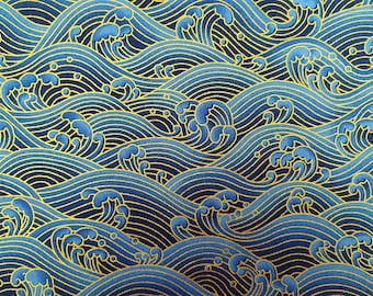 Japanese Wave Fabric | Etsy