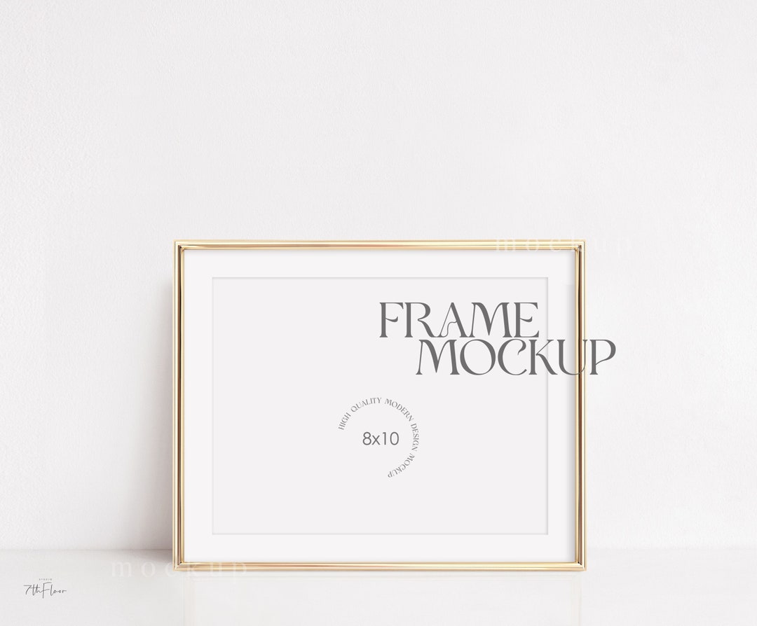 Gold Frame Mockup, Horizontal 8x10 Mockup, Frame Mockup 8x10 , Psd ...