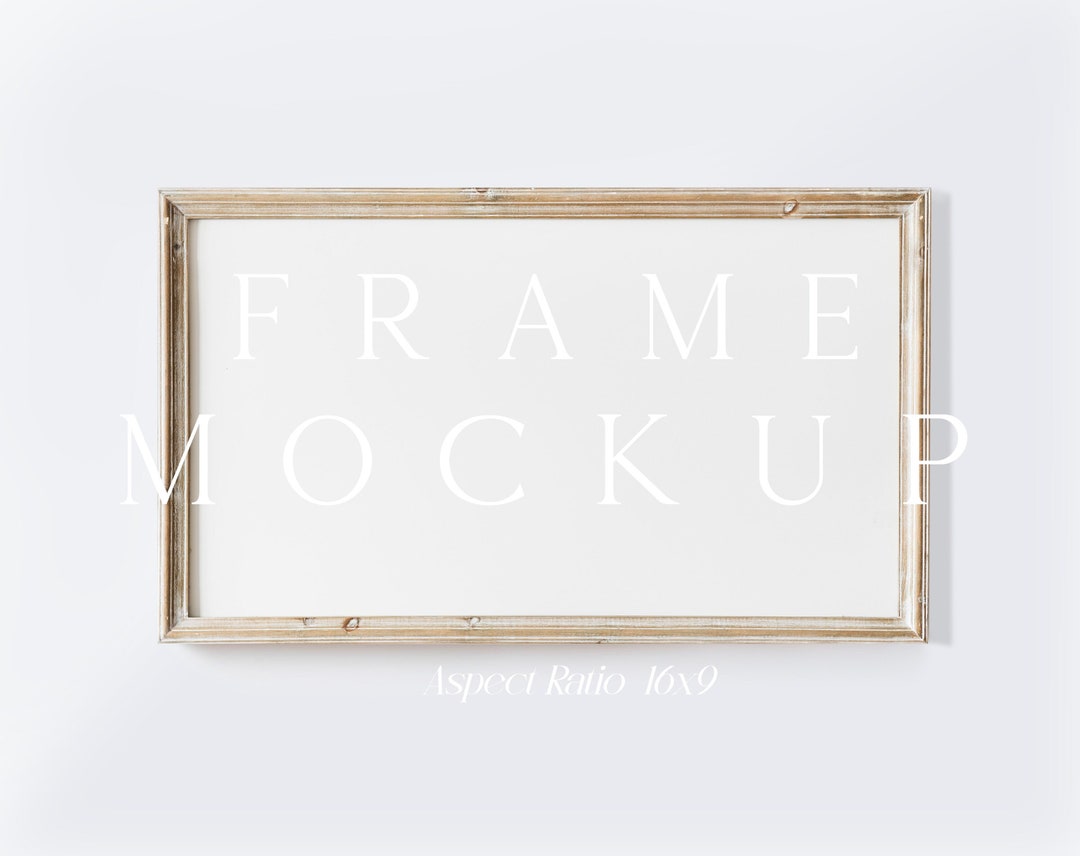 16X9 Frame TV Art Frame Mockup, Rustic Frame Mockup, Horizontal Mockup ...