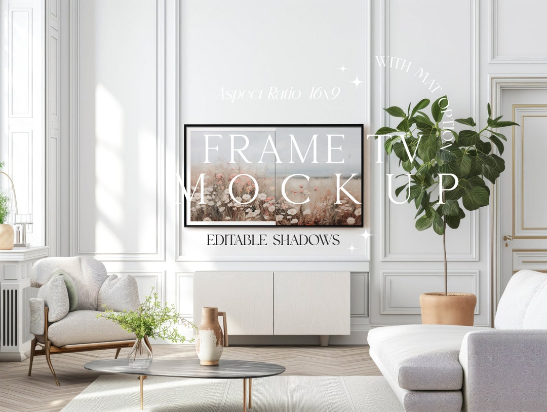 Frame TV Mockup Living Room, Digital Frame Mockup, Interior Mockup ...